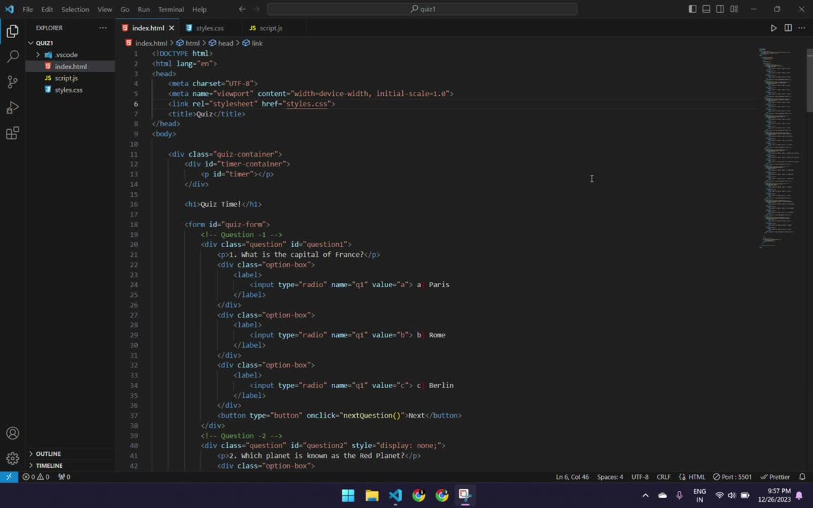 Sunil Kumar P on LinkedIn: #task3 #webdevelopment #quiztime #innovixiontech Sunil Kumar P on LinkedIn: #task3 #webdevelopment #quiztime #innovixiontech