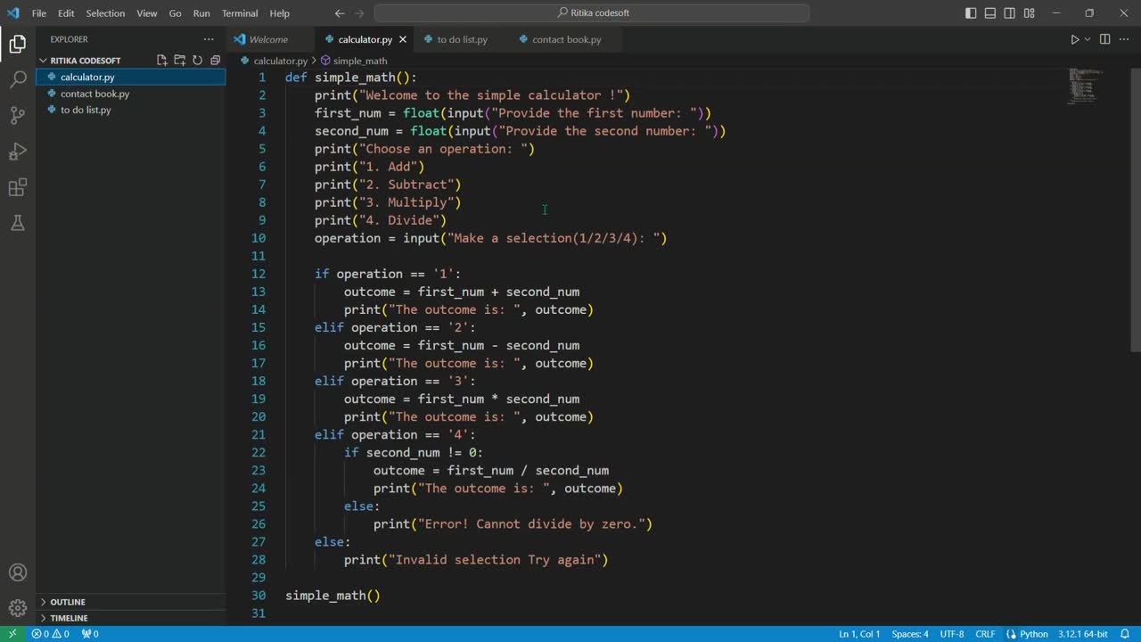 Ritika Singh on LinkedIn: #codsoft #internship #pythonprogramming Ritika Singh on LinkedIn: #codsoft #internship #pythonprogramming