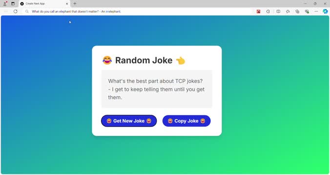 Muhammad Ismail on LinkedIn: #30daysof30projects #nextjs #randomjoke # ... Muhammad Ismail on LinkedIn: #30daysof30projects #nextjs #randomjoke # ...
