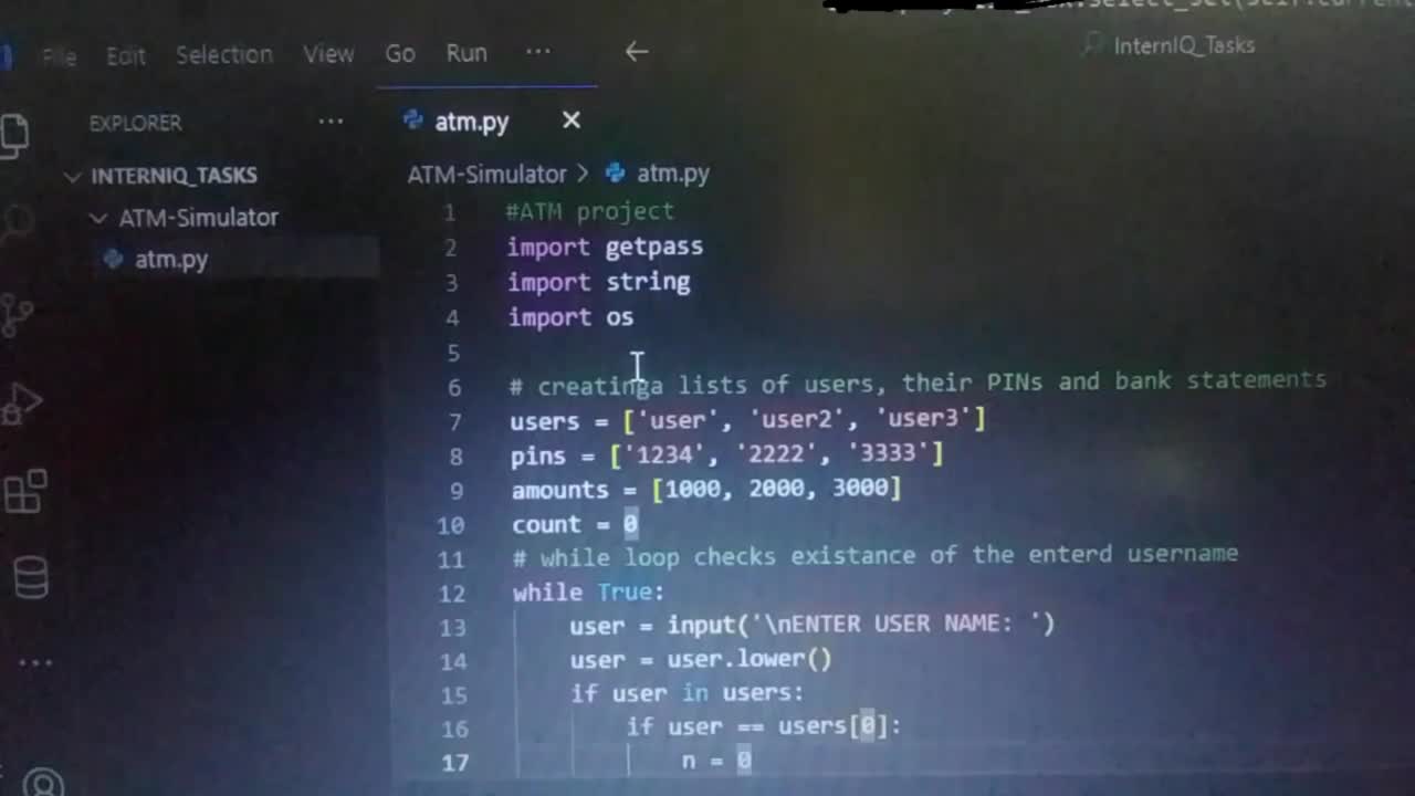Saboor Nisha on LinkedIn: #internshiptask #pythondeveloper #atmapp # ... Saboor Nisha on LinkedIn: #internshiptask #pythondeveloper #atmapp # ...