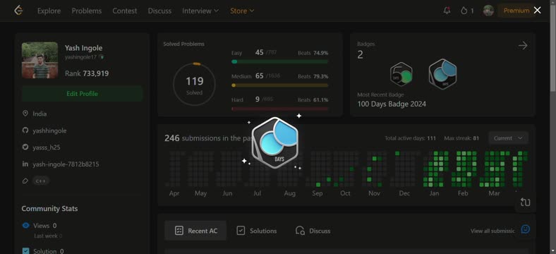 Yash Ingole on LinkedIn: #leetcode #codingjourney #100daysofcoding # ... Yash Ingole on LinkedIn: #leetcode #codingjourney #100daysofcoding # ...