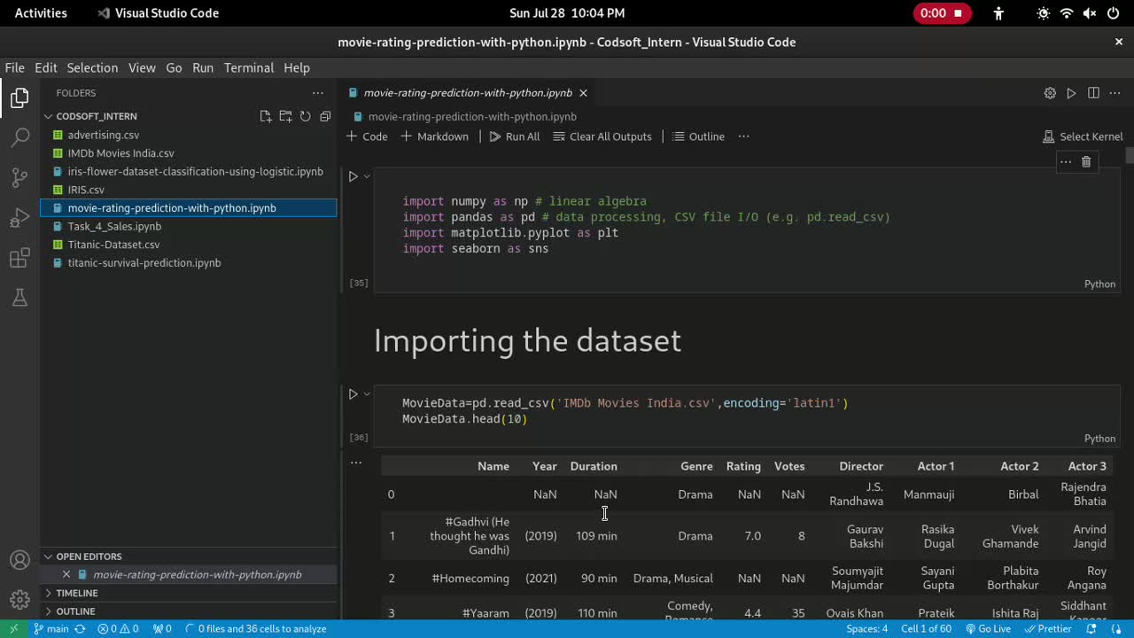UDIT BALIYAN on LinkedIn: #codsoft #task1 #datascience UDIT BALIYAN on LinkedIn: #codsoft #task1 #datascience