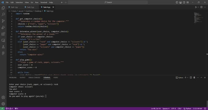 Arundhati Biswas on LinkedIn: #codsoft #pythoncoding #rockpaperscissors ... Arundhati Biswas on LinkedIn: #codsoft #pythoncoding #rockpaperscissors ...