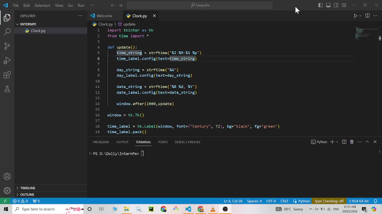 My first project of Python programming internship under InternPe ... My first project of Python programming internship under InternPe ...