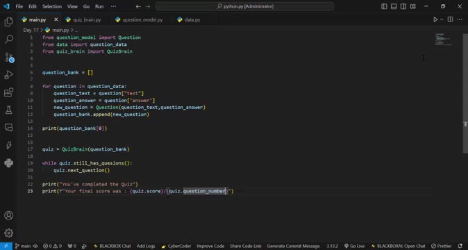 #100daysofpython #python #oop #quizgame #100daysofcode #learningtocode ... #100daysofpython #python #oop #quizgame #100daysofcode #learningtocode ...