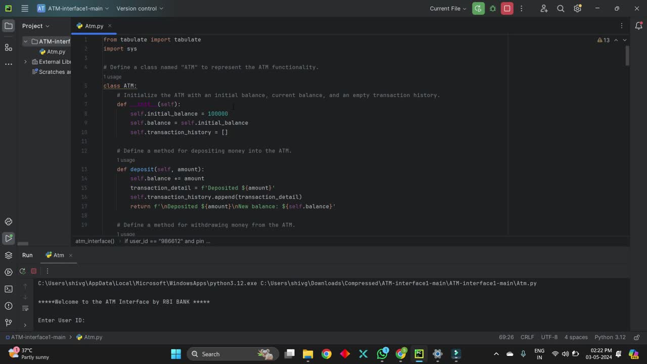 Created a Python-based ATM Interface with OctaNet Services | Shiv Gupta ... Created a Python-based ATM Interface with OctaNet Services | Shiv Gupta ...