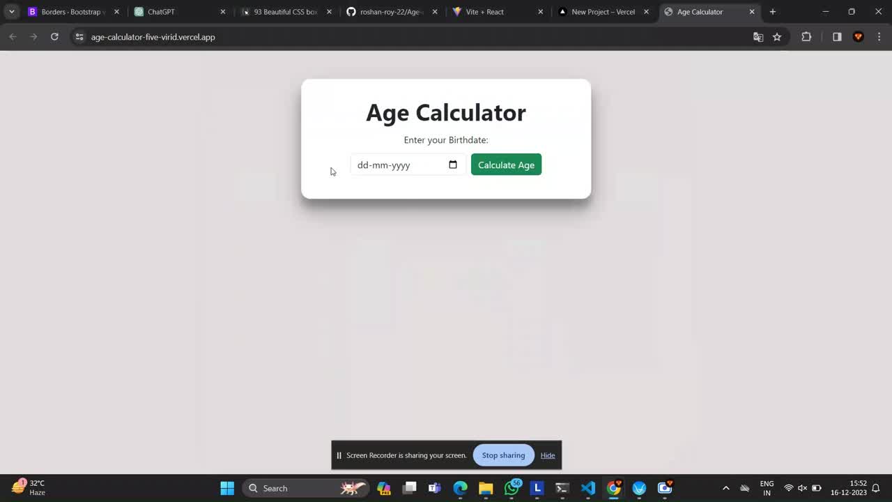 Launched age calculator app with HTML, Bootstrap, and JS | Roshan Roy ... Launched age calculator app with HTML, Bootstrap, and JS | Roshan Roy ...