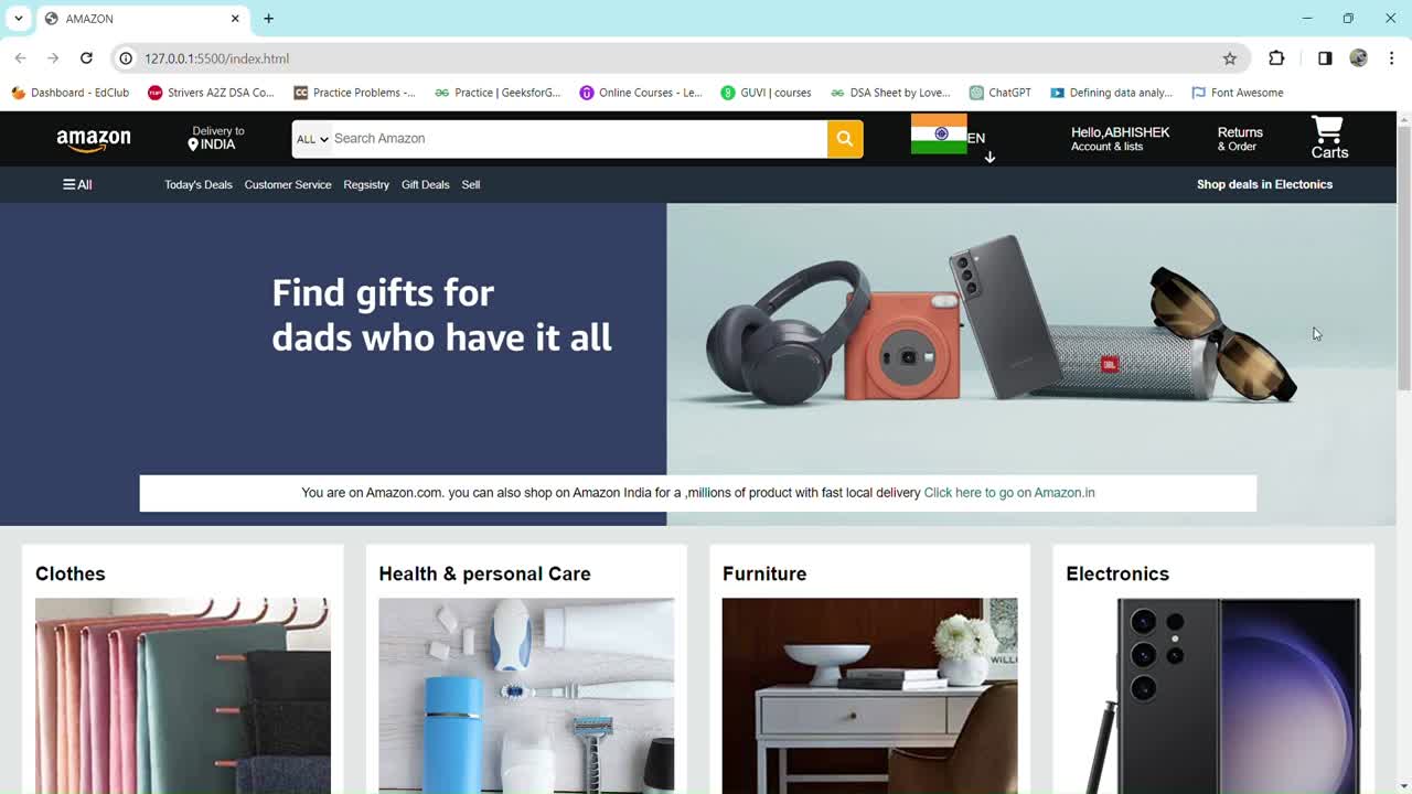 Abhishek kumar Raj on LinkedIn: Created this Amazon clone using HTML ... Abhishek kumar Raj on LinkedIn: Created this Amazon clone using HTML ...