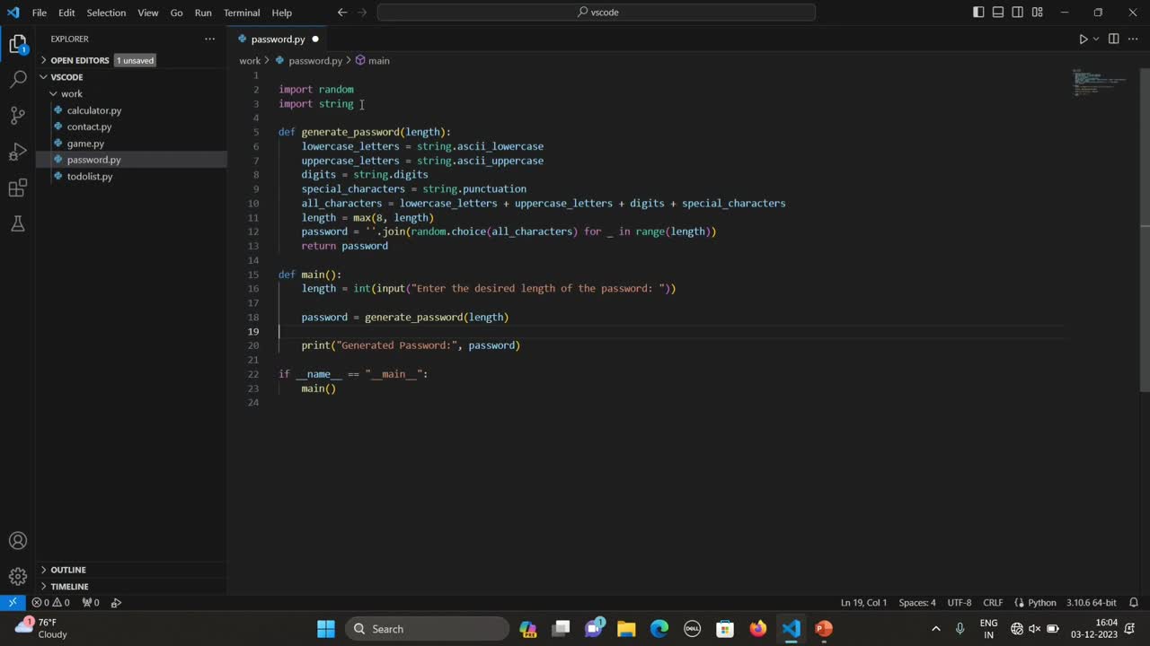 GOPIKA J on LinkedIn: #python #passwordgenerator GOPIKA J on LinkedIn: #python #passwordgenerator