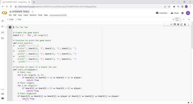#tictactoe #python | Vyshnavi G #tictactoe #python | Vyshnavi G