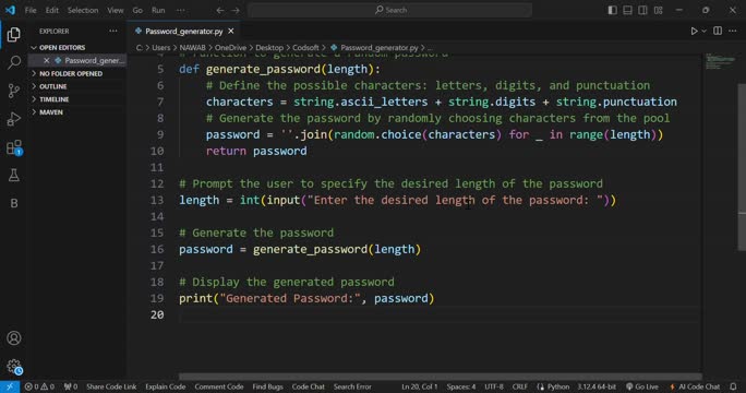 Akhnoor Rajesh on LinkedIn: #codsoft #python #passwordgenerator # ... Akhnoor Rajesh on LinkedIn: #codsoft #python #passwordgenerator # ...