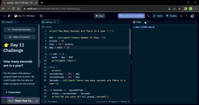 CHINMAY BORADE on LinkedIn: #day11 #replit100daysofcode #100daysofcode ... CHINMAY BORADE on LinkedIn: #day11 #replit100daysofcode #100daysofcode ...