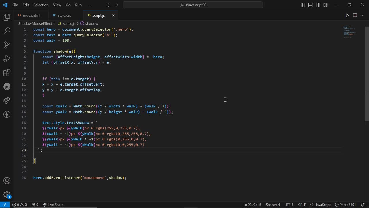 30-Days JavaScript Challenge: Shadow Mouse Effect | Naman Kemani posted ... 30-Days JavaScript Challenge: Shadow Mouse Effect | Naman Kemani posted ...