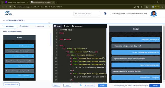 Deeksha N on LinkedIn: #nxtwave #codingpractice #problemsolving # ... Deeksha N on LinkedIn: #nxtwave #codingpractice #problemsolving # ...