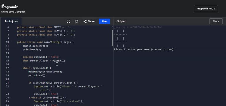 Gowri D on LinkedIn: #java #programming #tictactoe #coding #internpe Gowri D on LinkedIn: #java #programming #tictactoe #coding #internpe