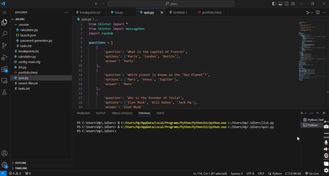 Abinaya Selvam on LinkedIn: #quizgame #pythoninternship #codsoft Abinaya Selvam on LinkedIn: #quizgame #pythoninternship #codsoft