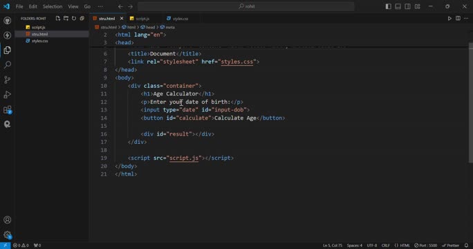 Rohit Kumar on LinkedIn: 🚀Built an Age Calculator for my CodeAlpha task ... Rohit Kumar on LinkedIn: 🚀Built an Age Calculator for my CodeAlpha task ...