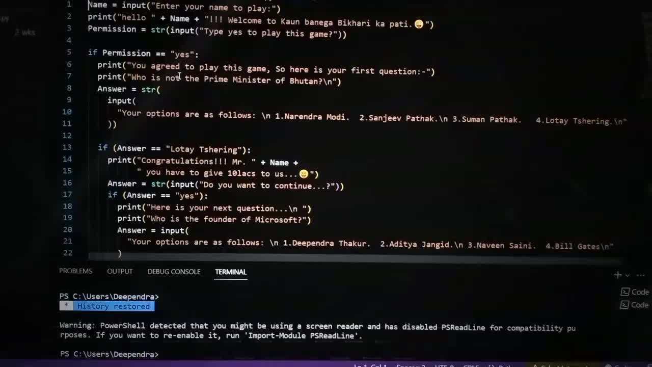 Deependra Thakur on LinkedIn: #python #programming Deependra Thakur on LinkedIn: #python #programming