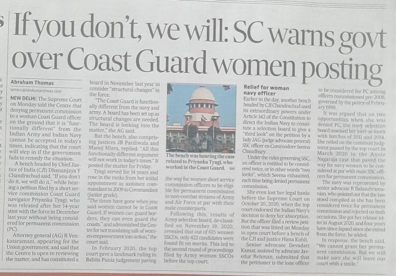 LegalSeva on LinkedIn: #woman #coastguard #permanentcommission #aftlawyer LegalSeva on LinkedIn: #woman #coastguard #permanentcommission #aftlawyer