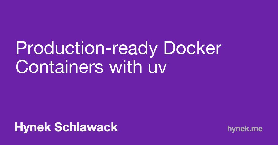 YuXuan TAY on LinkedIn: Production-ready Python Docker Containers with uv YuXuan TAY on LinkedIn: Production-ready Python Docker Containers with uv