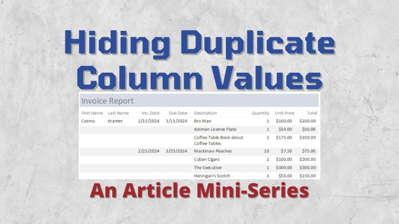 Mike Wolfe on LinkedIn: Hiding Duplicate Values in Microsoft Access ... Mike Wolfe on LinkedIn: Hiding Duplicate Values in Microsoft Access ...