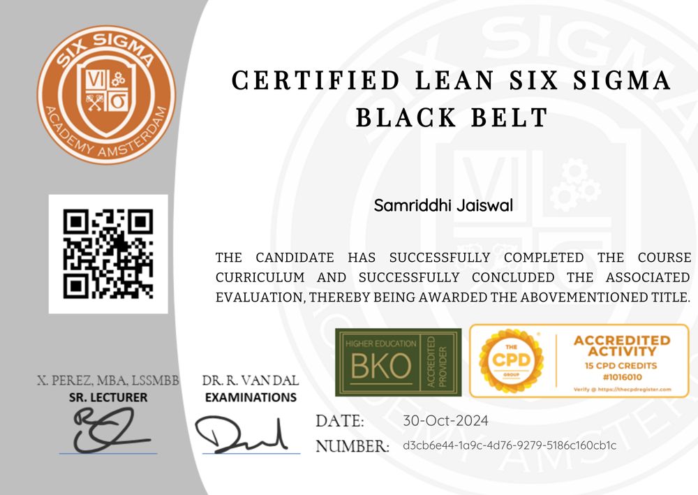 Samriddhi Jaiswal on LinkedIn: #blackbeltspecialist #sixsigmaacademy Samriddhi Jaiswal on LinkedIn: #blackbeltspecialist #sixsigmaacademy