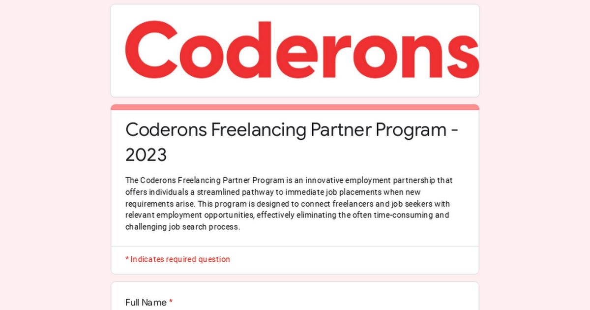 Coderons on LinkedIn: Coderons Freelancing Partner Program - 2023 Coderons on LinkedIn: Coderons Freelancing Partner Program - 2023