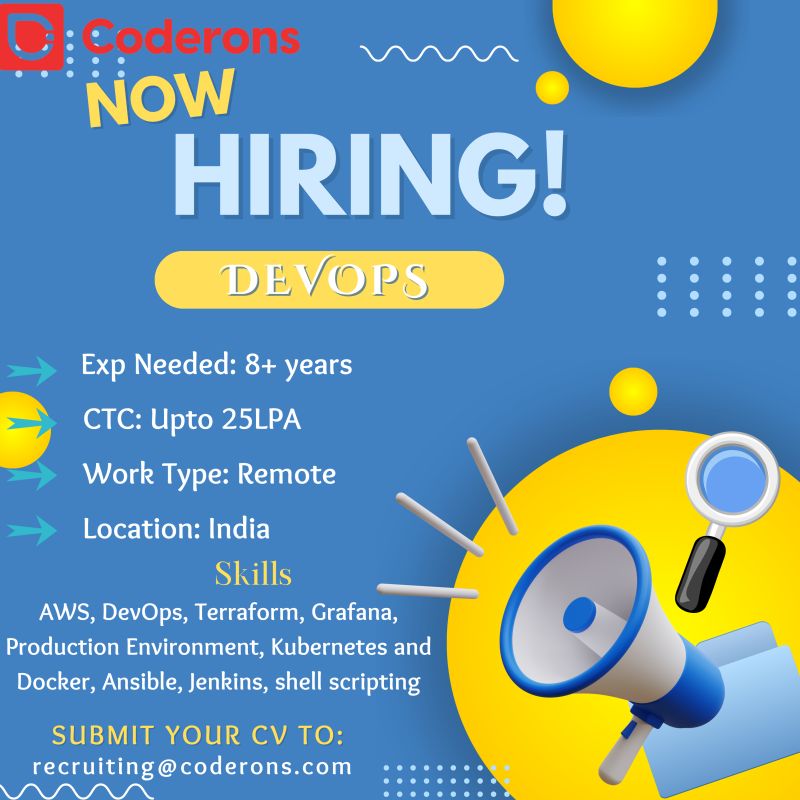 Coderons on LinkedIn: #jobs #jobalert #devopsjobs #aws #awsdevopsjobs # ... Coderons on LinkedIn: #jobs #jobalert #devopsjobs #aws #awsdevopsjobs # ...