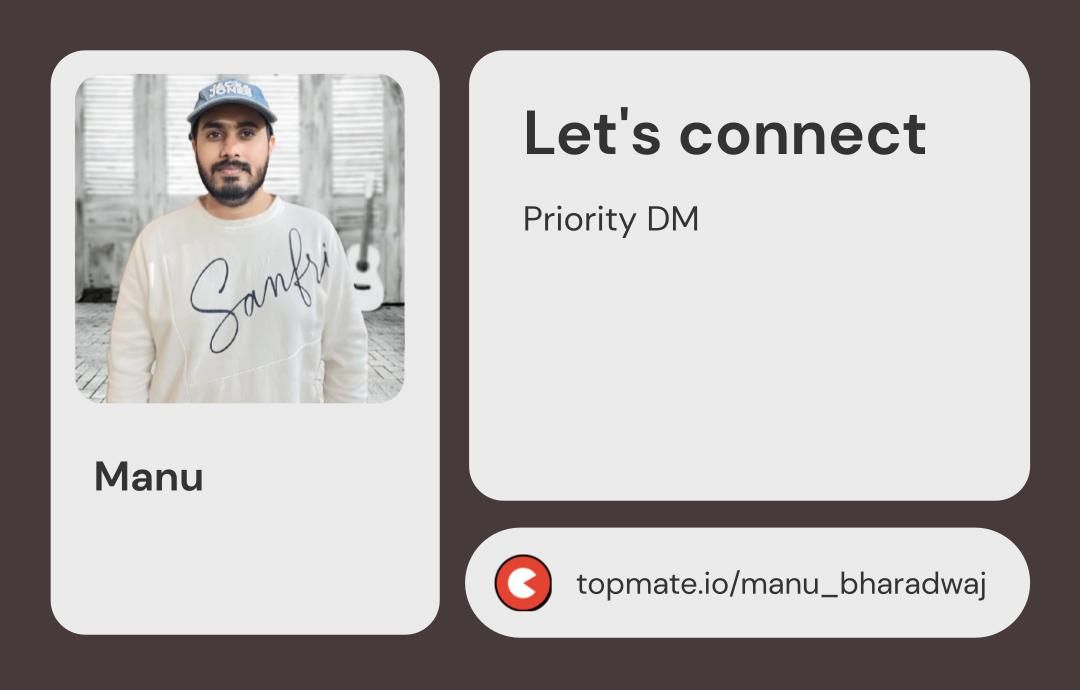 #mentorship #givebacktocommunity #topmate #expertadvice | Manu Bharadwaj #mentorship #givebacktocommunity #topmate #expertadvice | Manu Bharadwaj