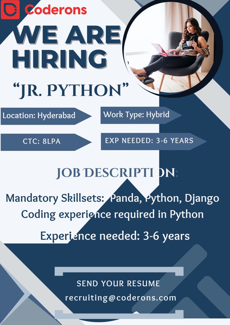 Coderons on LinkedIn: #jobs #jobalert #pythonjobs #python # ... Coderons on LinkedIn: #jobs #jobalert #pythonjobs #python # ...