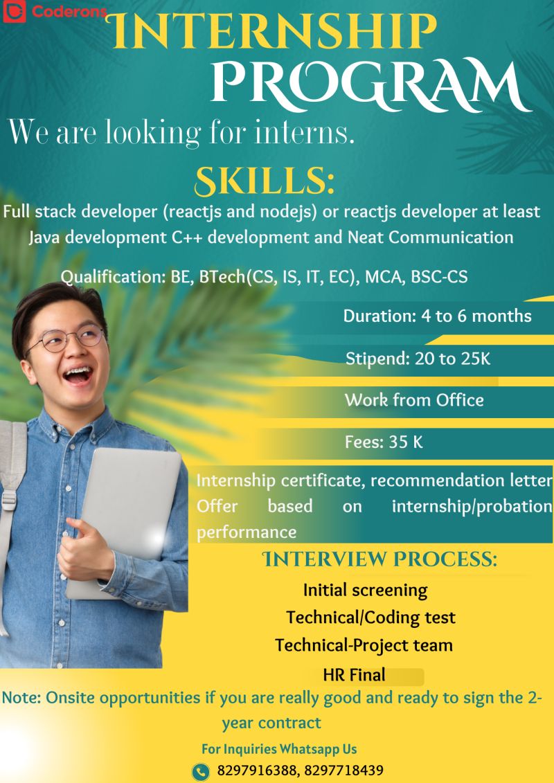 Coderons on LinkedIn: #interships #indiaintership #onlineintership # ... Coderons on LinkedIn: #interships #indiaintership #onlineintership # ...