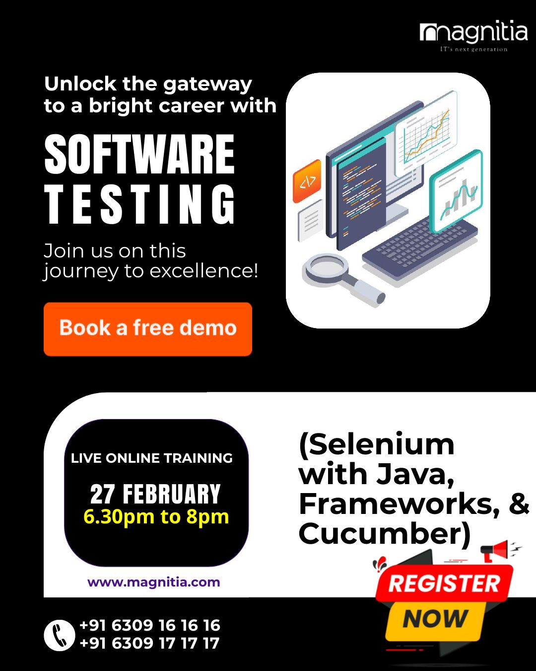 Master Selenium Automation with AI (Selenium with Java +… | Magnitia Master Selenium Automation with AI (Selenium with Java +… | Magnitia