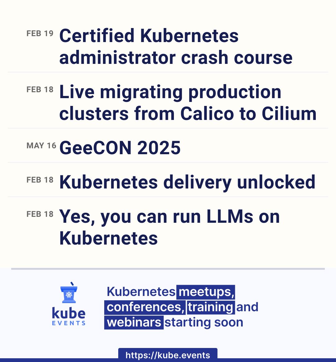 Kube Events on LinkedIn: 📅 Kubernetes events starting in the next 24 ... Kube Events on LinkedIn: 📅 Kubernetes events starting in the next 24 ...