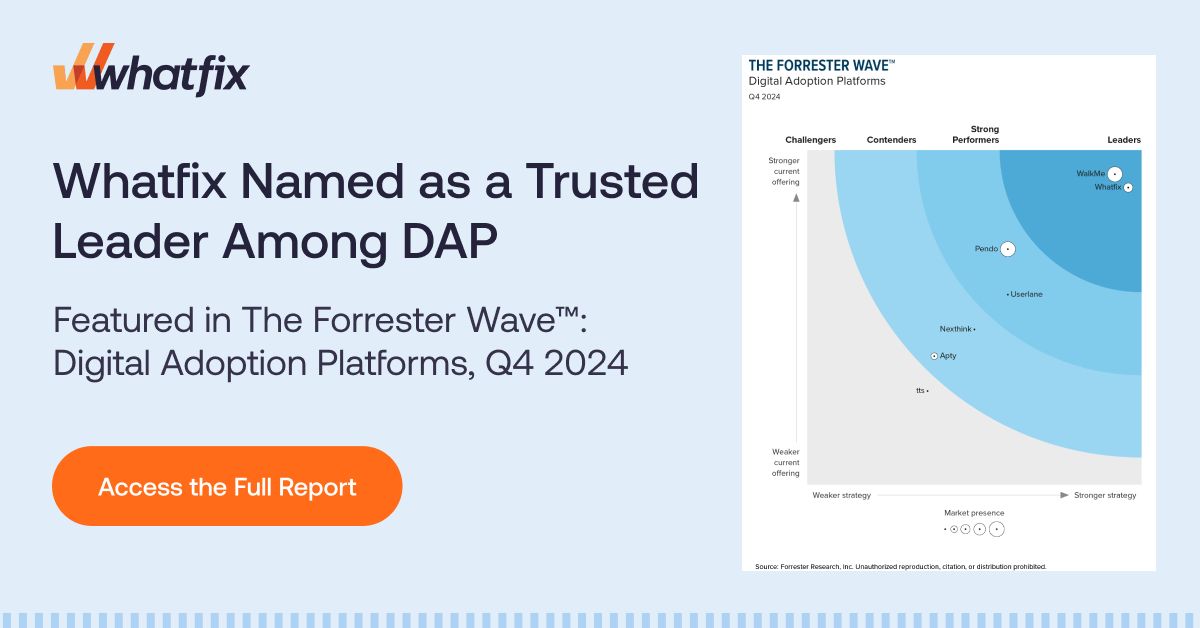Whatfix Named a Leader in The Forrester Wave™: Digital Adoption ... Whatfix Named a Leader in The Forrester Wave™: Digital Adoption ...