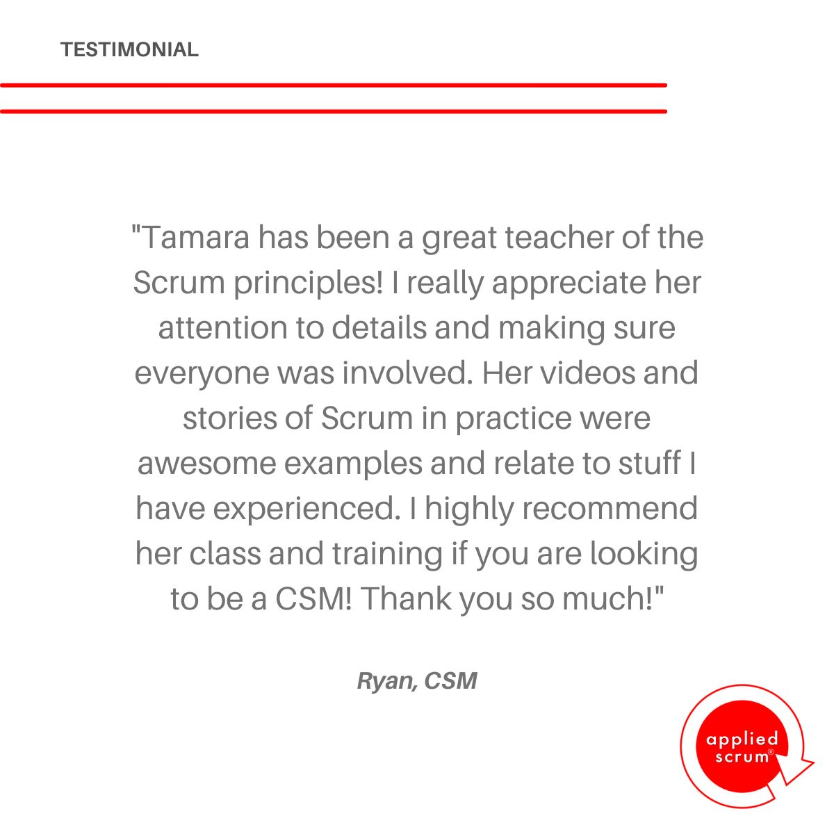 Applied Scrum on LinkedIn: #testimonials #appliedscrum Applied Scrum on LinkedIn: #testimonials #appliedscrum