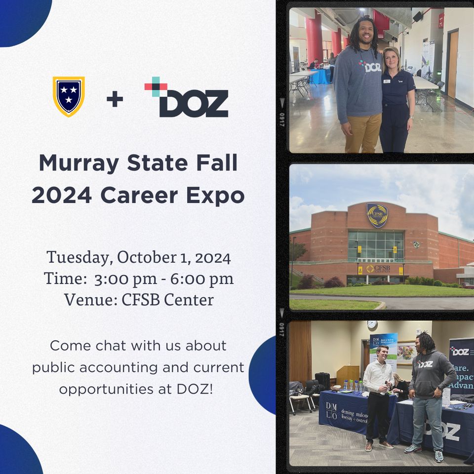 DOZ on LinkedIn: Join Taylor Price at the Murray State Fall 2024 Career ... DOZ on LinkedIn: Join Taylor Price at the Murray State Fall 2024 Career ...