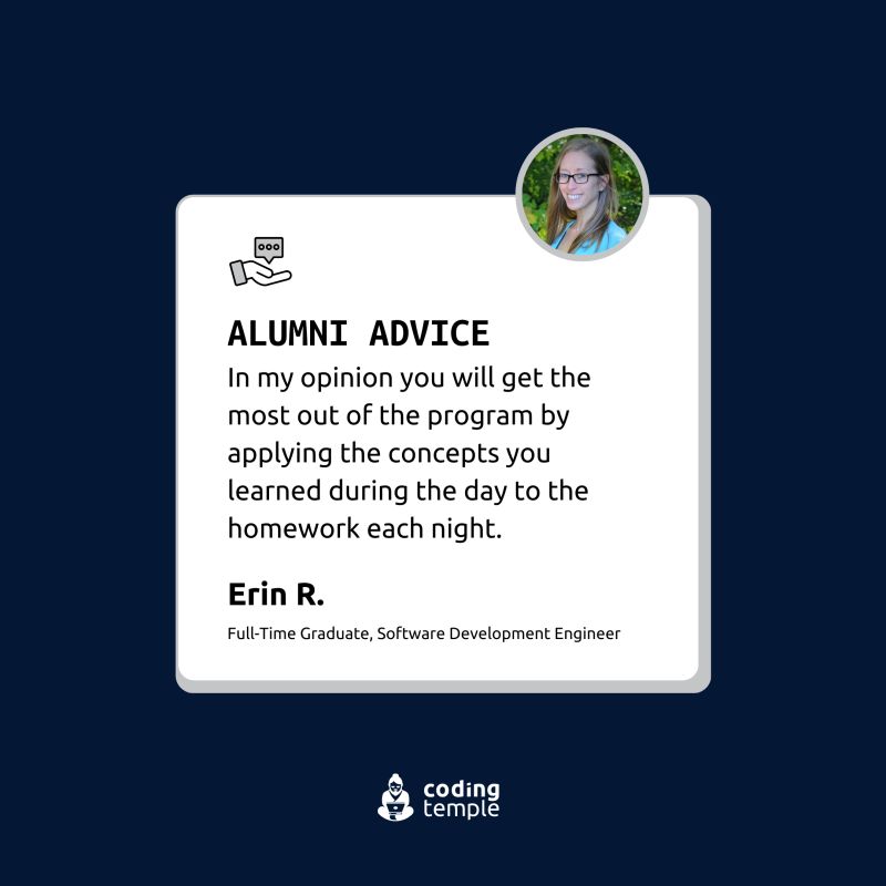 Let's welcome Erin to our #AlumniAdvice series! | Coding Temple Let's welcome Erin to our #AlumniAdvice series! | Coding Temple