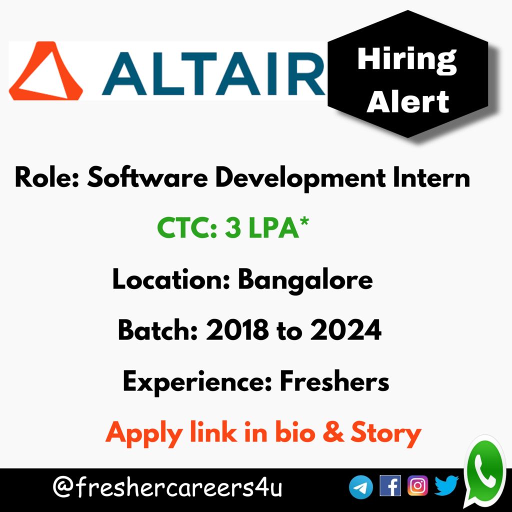 freshercareers4u on LinkedIn: ALTAIR Off-campus Drive 2024 hiring ... freshercareers4u on LinkedIn: ALTAIR Off-campus Drive 2024 hiring ...