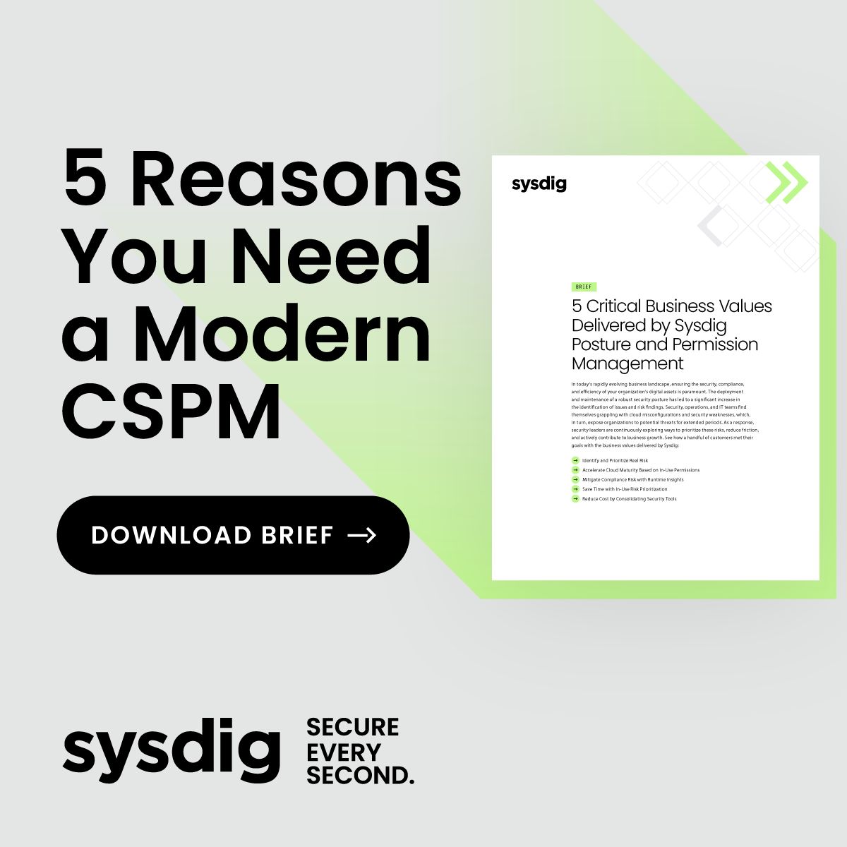 BRIEF. 5 Critical Business Values Delivered By Sysdig Posture And… | Sysdig BRIEF. 5 Critical Business Values Delivered By Sysdig Posture And… | Sysdig