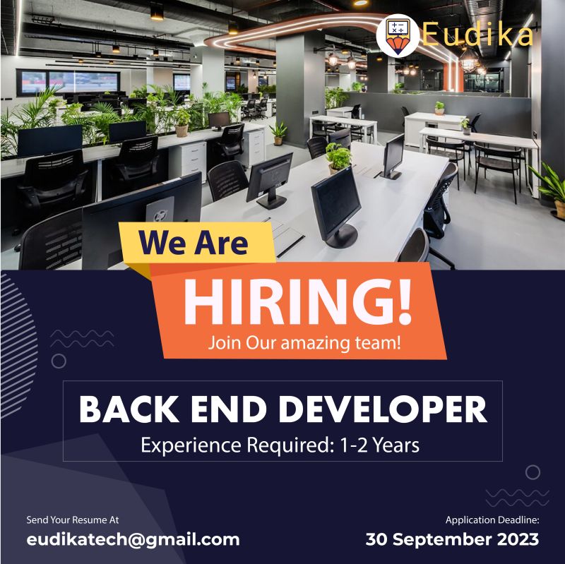 Eudika.com on LinkedIn: Job Title: Back-End Developer (Node.js/Express ... Eudika.com on LinkedIn: Job Title: Back-End Developer (Node.js/Express ...