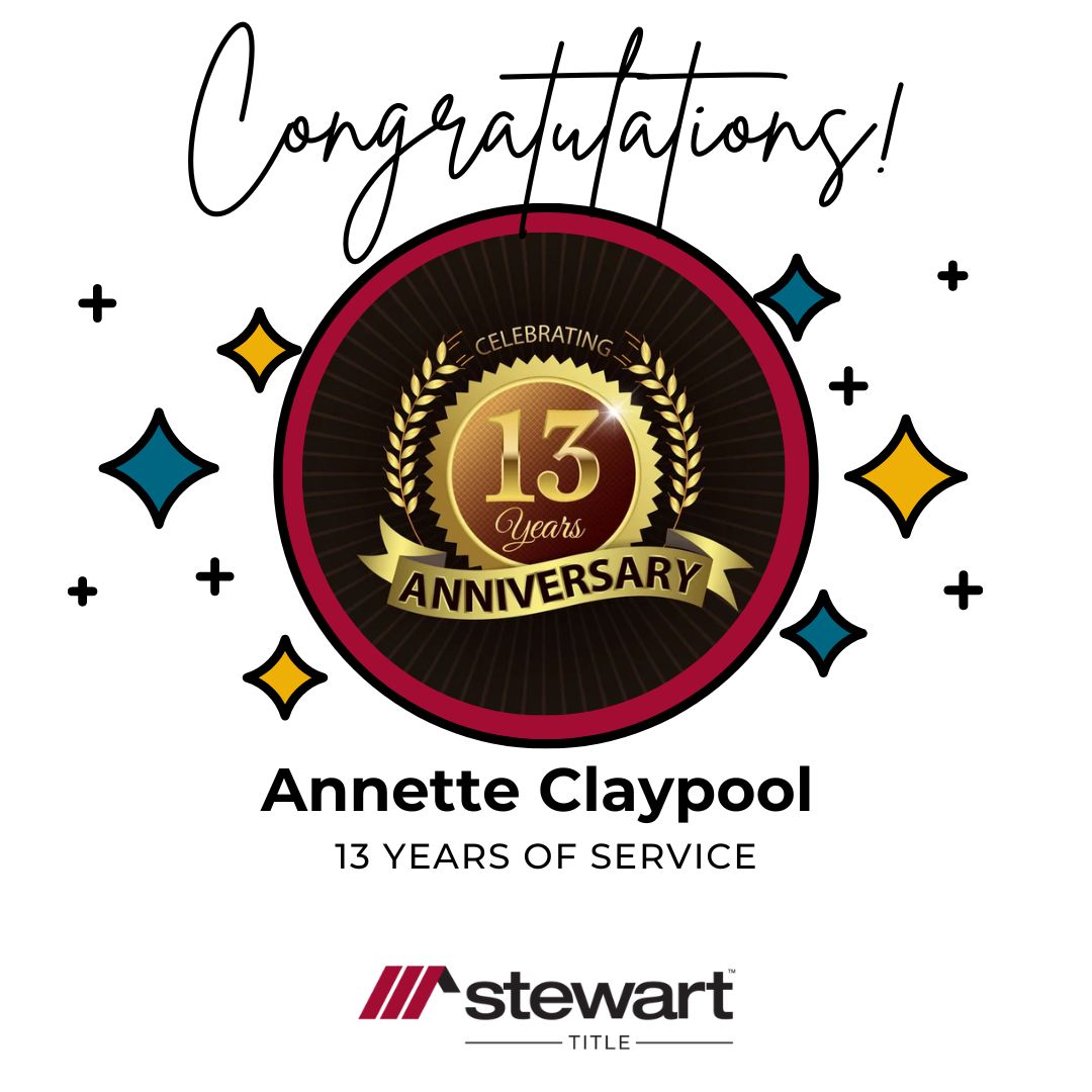 Congratulations to Annette Claypool for 13 years of service! We ... Congratulations to Annette Claypool for 13 years of service! We ...