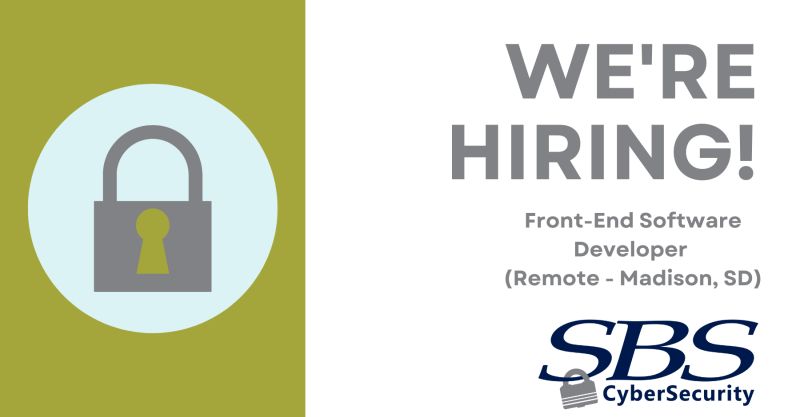 SBS CyberSecurity on LinkedIn: We are hiring! The front-end software ... SBS CyberSecurity on LinkedIn: We are hiring! The front-end software ...