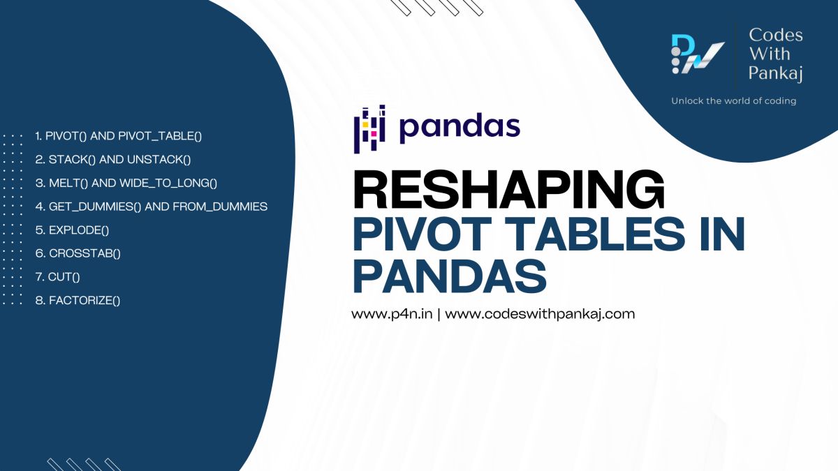 Reshaping and Pivot Tables in Pandas | Pankaj Chouhan Reshaping and Pivot Tables in Pandas | Pankaj Chouhan