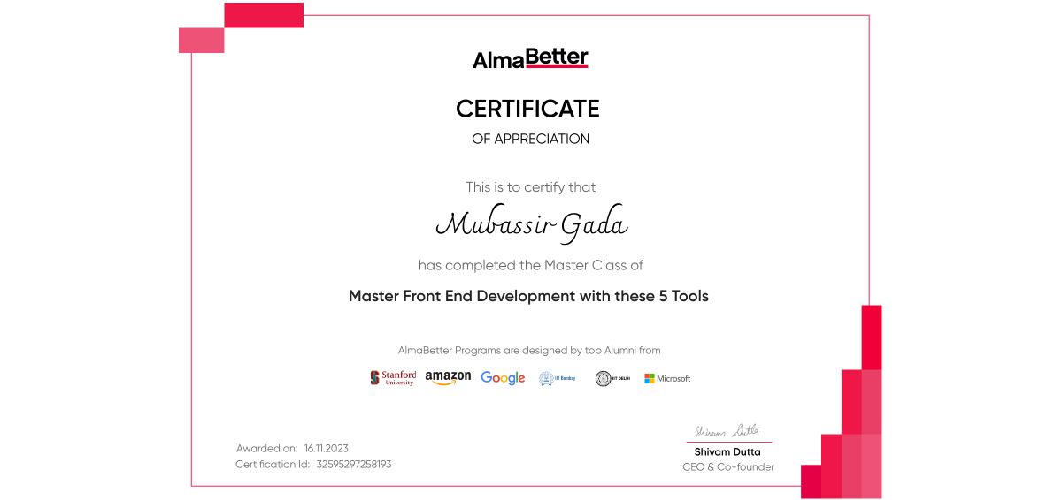 Mubassir Gada on LinkedIn: Masterclass - Master Front End Development ... Mubassir Gada on LinkedIn: Masterclass - Master Front End Development ...