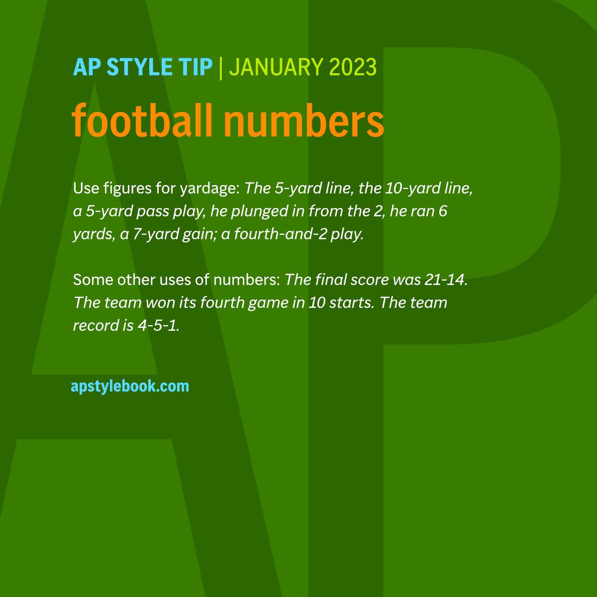 Associated Press Stylebook on LinkedIn: Our football entry lists ... Associated Press Stylebook on LinkedIn: Our football entry lists ...