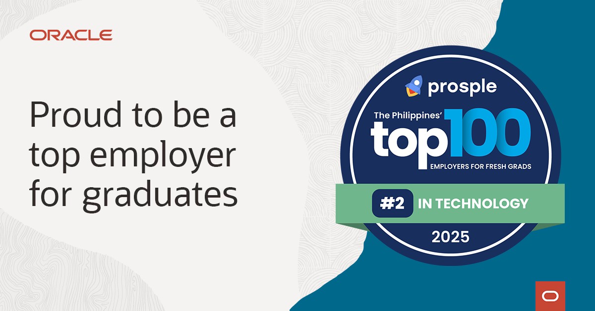 Oracle ranks in Prosple's 2025 Philippines Top 100 Employers for Fresh ... Oracle ranks in Prosple's 2025 Philippines Top 100 Employers for Fresh ...