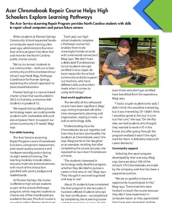KEVIN GEML on LinkedIn: Acer Chromebook Repair Course Helps High ... KEVIN GEML on LinkedIn: Acer Chromebook Repair Course Helps High ...