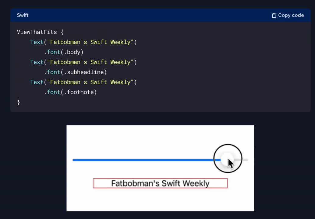 Fatbobman Xu on LinkedIn: The ViewThatFits modifier selects the most ... Fatbobman Xu on LinkedIn: The ViewThatFits modifier selects the most ...