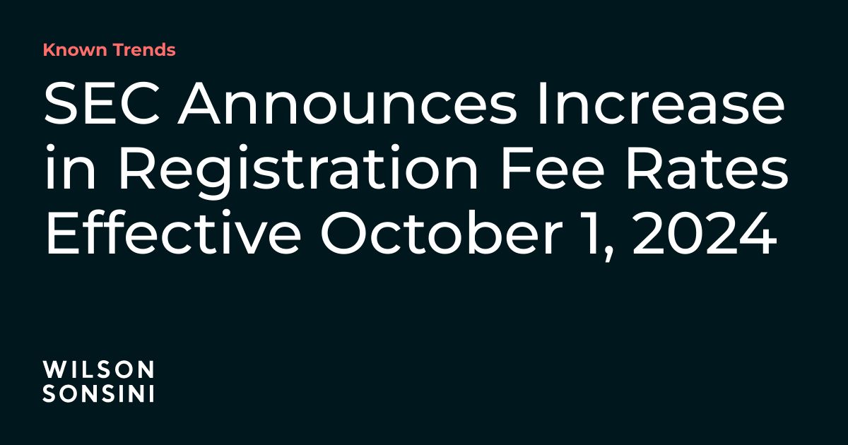 Ian Edvalson on LinkedIn: SEC Announces Increase in Registration Fee ... Ian Edvalson on LinkedIn: SEC Announces Increase in Registration Fee ...