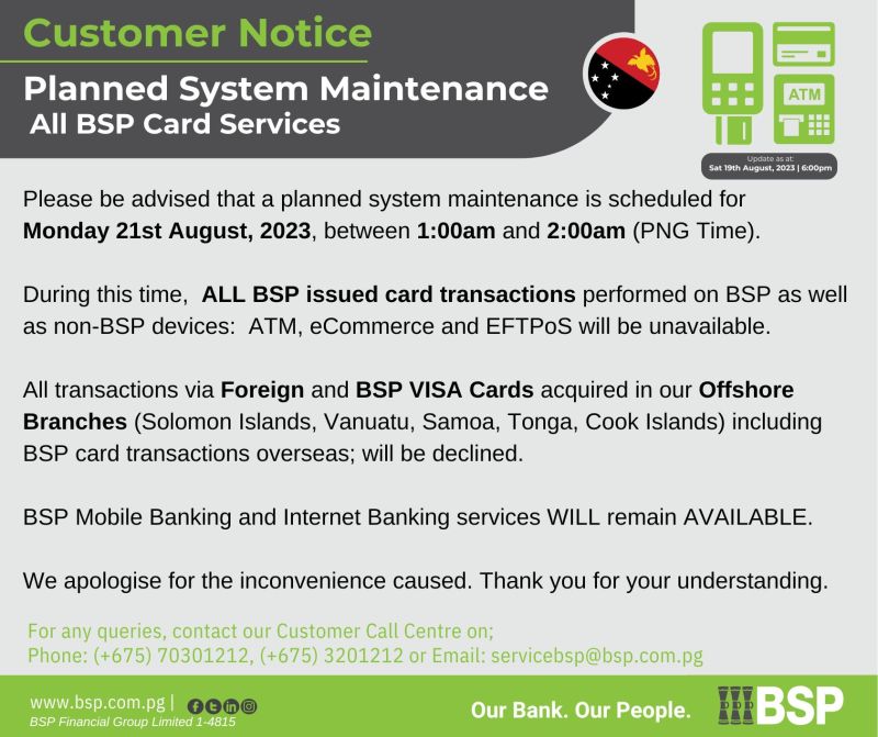 BSP PNG| BSP Mobile Banking and Internet Banking services WILL remain ... BSP PNG| BSP Mobile Banking and Internet Banking services WILL remain ...